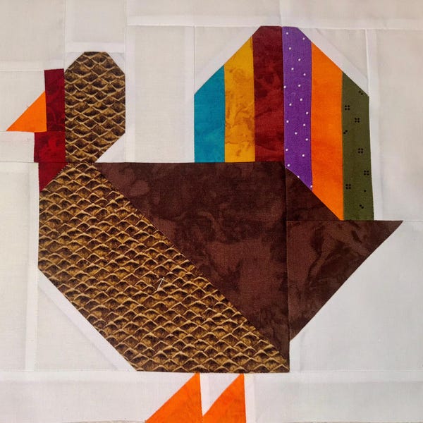 Patch Turkey Quilt Block Pattern (make a 6" or 12" Block) - Digital ...