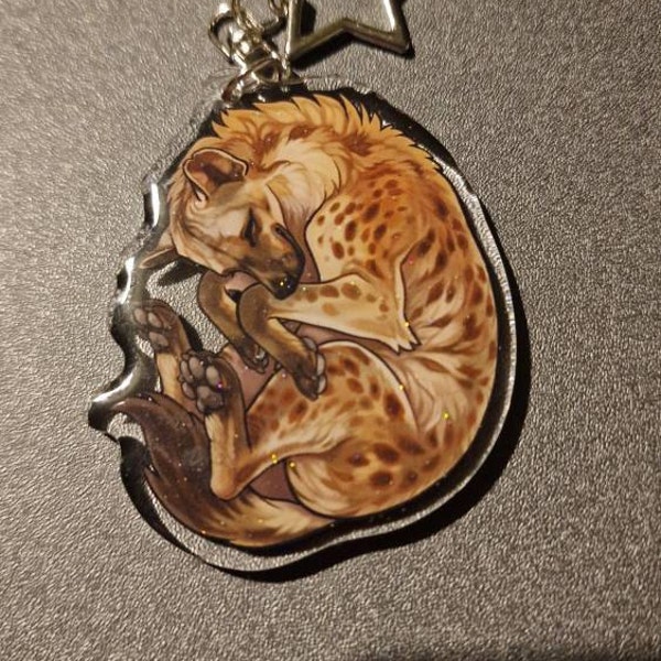 Sleepy Spotted Hyena Acrylic Keyring - Etsy