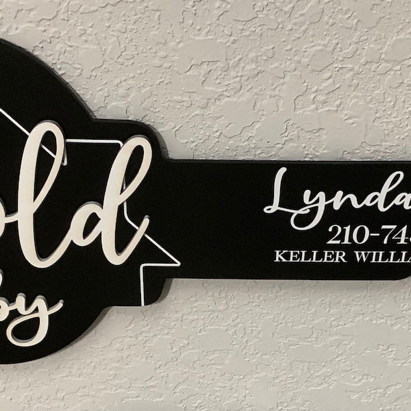 Sold Key Sign With House Outline, 3D Realtor Closing Sign, Closing Prop ...