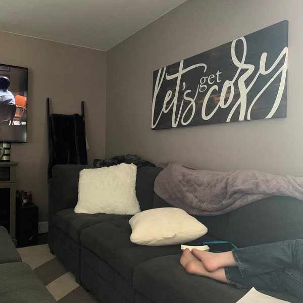 Let's Get Cozy Sign Modern Farmhouse Home Decor Rustic Signs Distressed ...