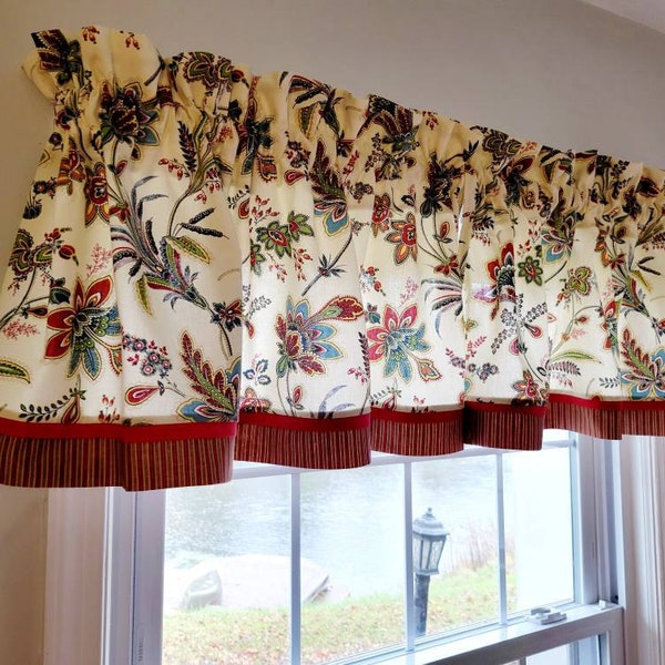Blue Gold Yellow White Valance Jacobean Bloomcraft 17 X 54 Window ...