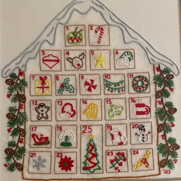 Advent Calendar Hand Embroidery Pattern, Stitch-a-day DIY Christmas ...