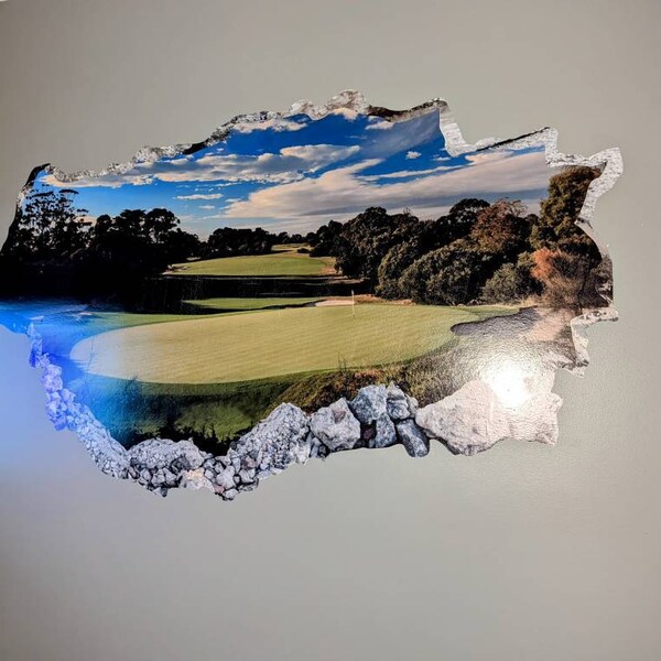 Golf Wall Decal - Field Course 3D Smashed Wall Art Sticker Kids Room ...