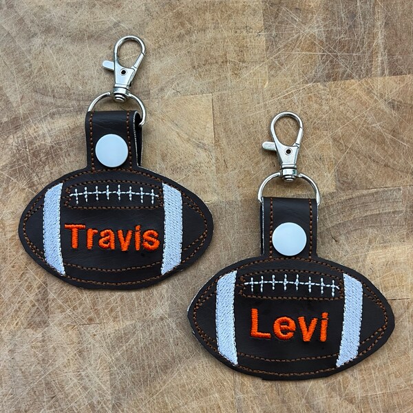 Football in the Hoop Snap/rivet Key Fob DIGITAL Embroidery Design - Etsy