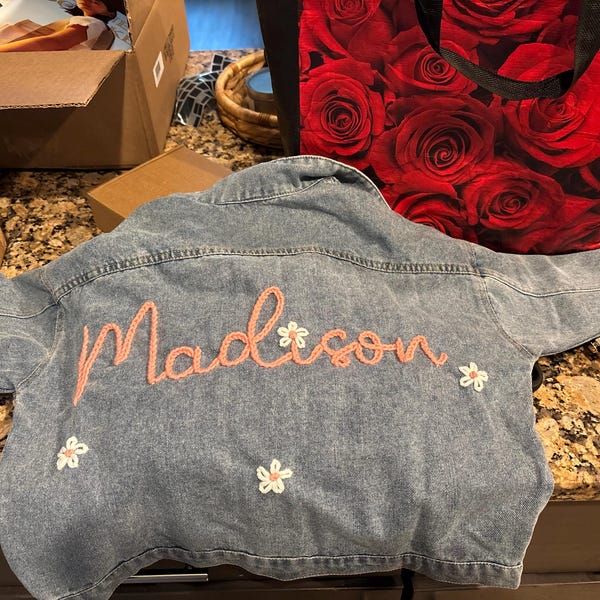 Personalized Name Kids Jean Jacket | Flower Embroidered Denim | Custom ...