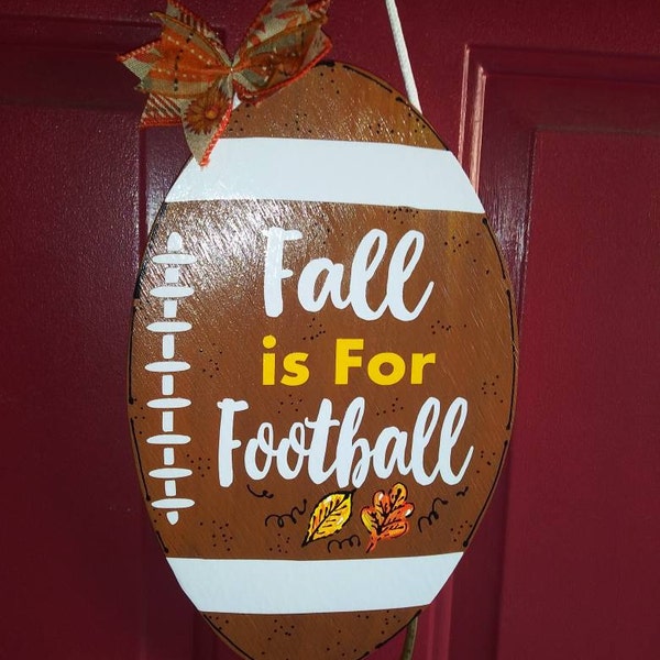 Fall is for FOOTBALL Wood Wooden Welcome Sign Wall Art Door Plaque ...