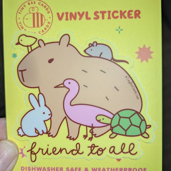 Capybara Friend to All Vinyl Sticker - Friendship and Inclusivity ...