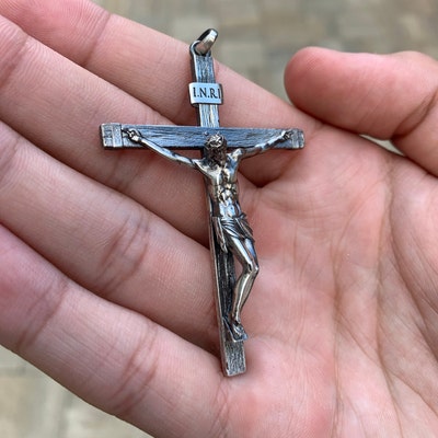 Personalized Silver Jesus Cross Necklace, Handmade Crucifixion of Jesus ...