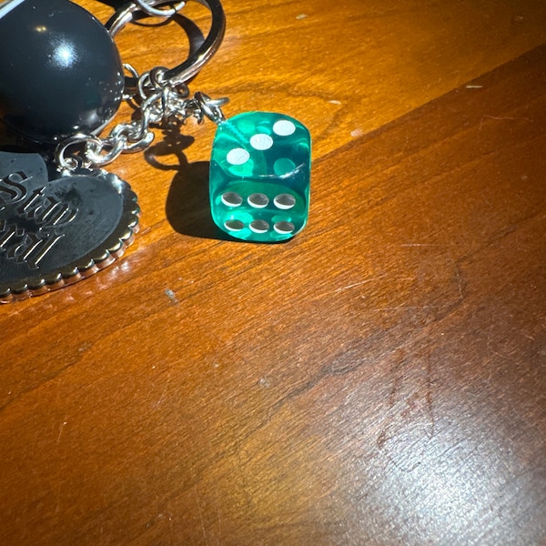 Handmade Dice Keychain, Single D6 Die Keyring, Casino, Gambling, Gaming ...
