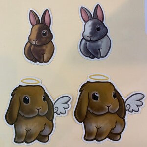 Broken chocolate tort lop rabbit sticker printed chibi bunny | Etsy
