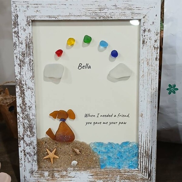 Sea Glass Art, Pebble Art, A Dogs Love Quote, Pebble Dog, Customizable ...