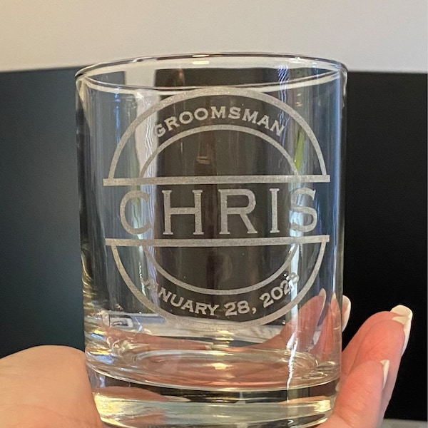 Double Rocks Glass | Custom Groomsmen Gifts | Engraved DOF Glass ...