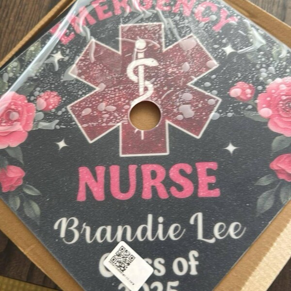 Personalized Emergency Nurse Graduation Cap Topper, ER Grad Cap Topper ...