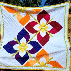 Windswept Modern Drunkards Path Flower PDF Quilt Pattern. Make a Bold ...