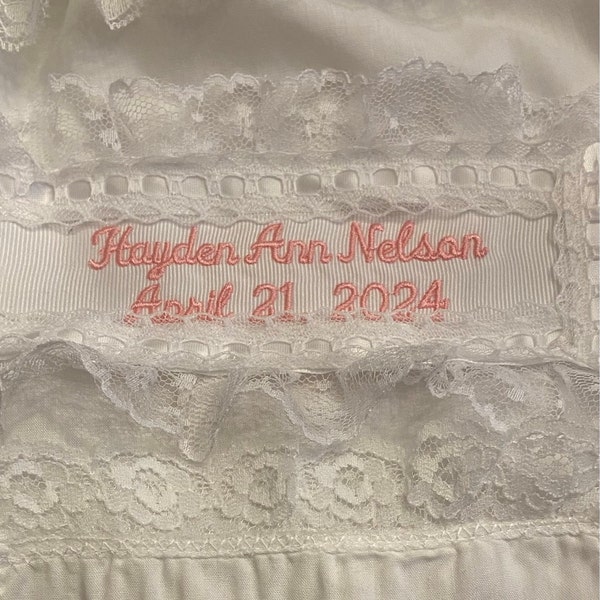 Wedding Dress Label Embroidered on Ribbon, Custom Monogramed ...