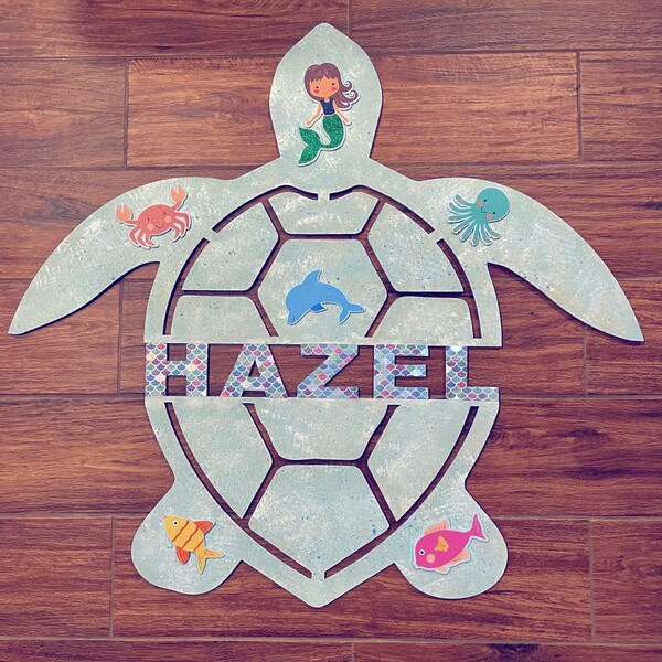 Name Sign, Sea Turtle Kids Room Sign, Ocean Nursery Decor, Personalized ...