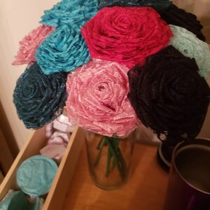 White Cotton Roses With Stems, Cotton Anniversary, White Wedding ...