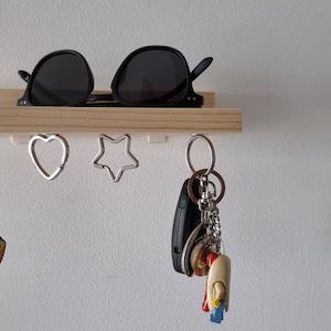 Floating Wooden Shelf With Key Hooks Wall Key Holder Entryway Shelf ...