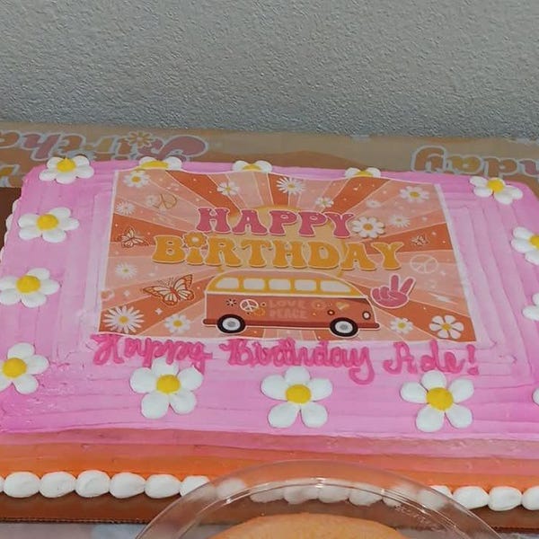Retro Hippie Groovy Edible Image Theme Birthday Party Cake Topper ...