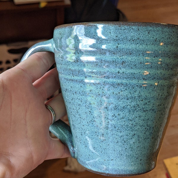 Large Stoneware Mug in Green - Etsy