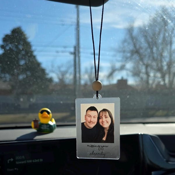 Custom Photo Car Mirror Tag | Photo Ornament | Photo Drive Safe | Rear ...