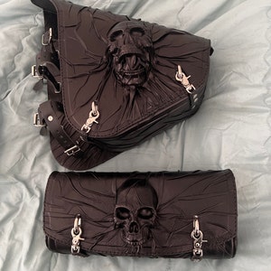 Motorcycle's Black Leather Swingarm Bag Skull, Handmade Leather Side ...