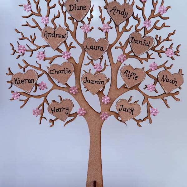 MDF Family Tree Kit Complete With 20 Blank Hearts - Etsy UK