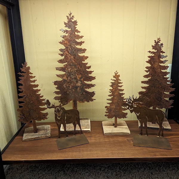 Rusty Moose Decoration for Table | Rustic Moose Statue Cabin Decor ...