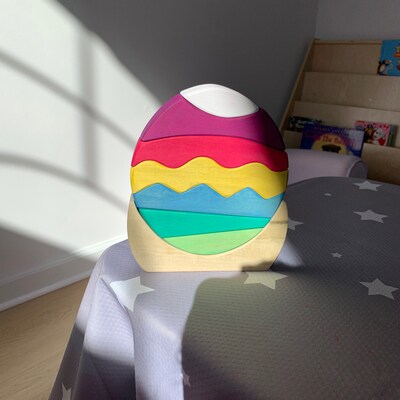 Wooden Stacking Egg, Wooden Egg, Egg Stacking Toy, Easter Toy, Birthday ...