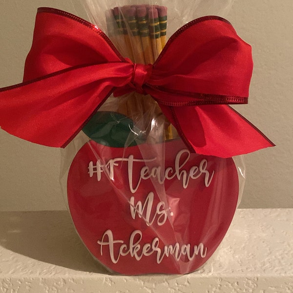 Teacher Wooden Apple- Teacher Appreciation Gift- Apple Pencil Holder ...