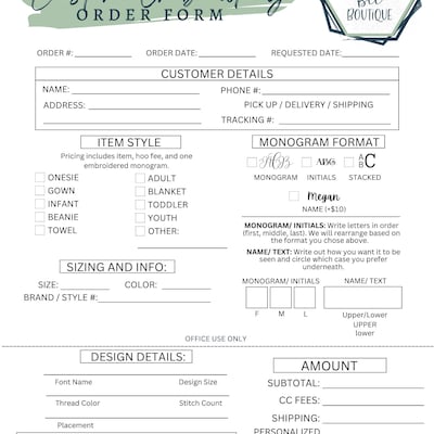 Editable Keychain Order Form Template, Custom Keychain Form, Order ...