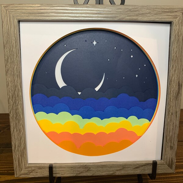 3d Cloudy Night Sky Shadow Box, Files for Cricut, for Silhouette, Paper ...