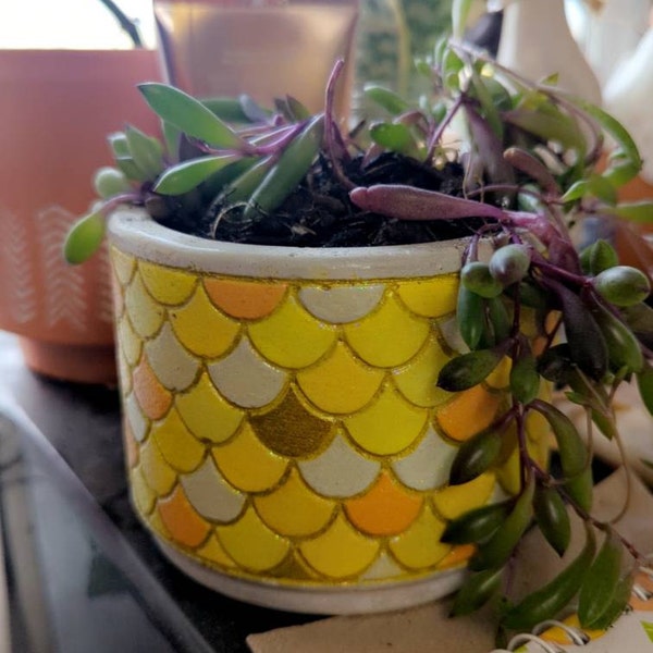 Sparkly Mermaid Planter Pot | Glittery Fish Scales | Handmade Hand ...