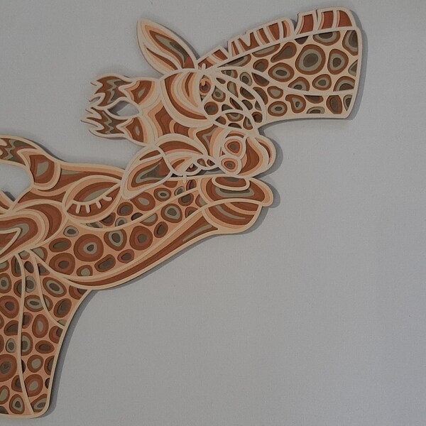 Giraffe Mom and Baby Mandala Svg, Multilayer Panel for Laser Cutting ...