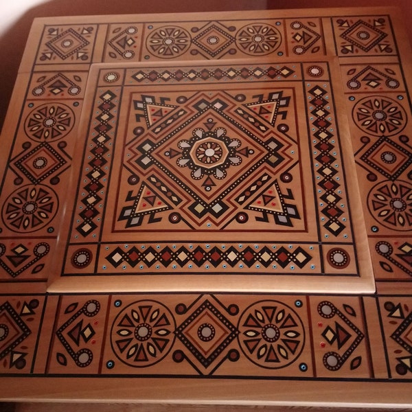 Wooden Carved Backgammon, Handcrafted Backgammon Set, Large Folding ...