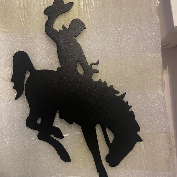 Bucking Bronc Metal Sign Cutout - Vintage Cowboy Riding Bucking Bronc ...