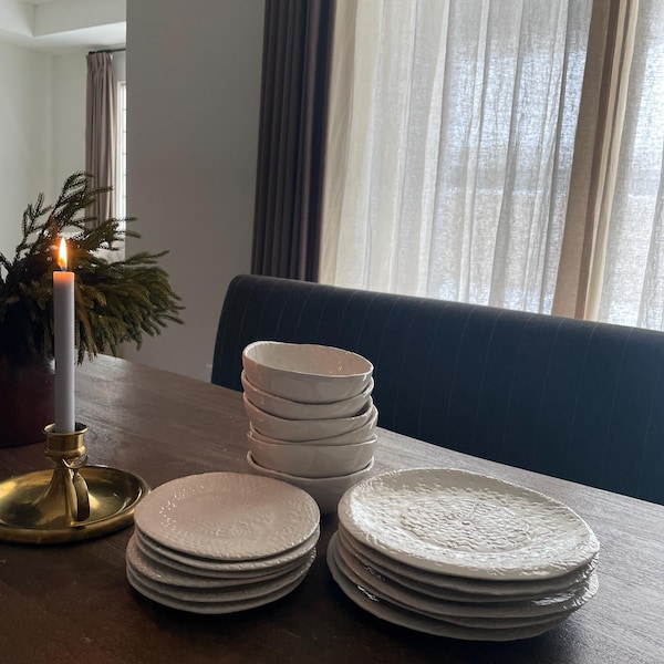 White Handmade Ceramic Tree Luminaries Holiday Trees Candle Lanterns ...