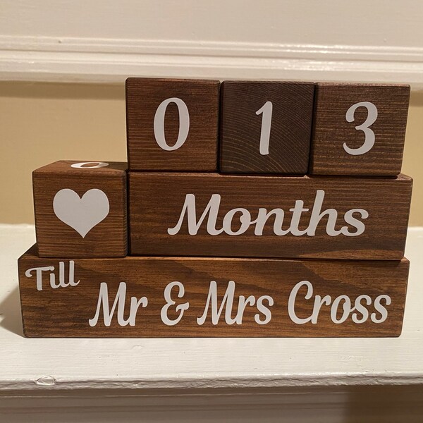 Personalized Wooden Wedding Countdown Blocks: Engagement Gift - Etsy