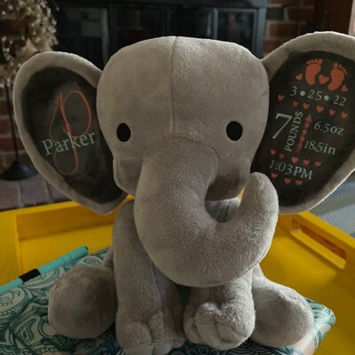 Personalised Birth Stats Elephant Stats Newborn Baby Keepsake Gift Boy ...