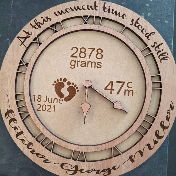 Personalized Birth Announcement - Clock Birth Announcement - Set to ...