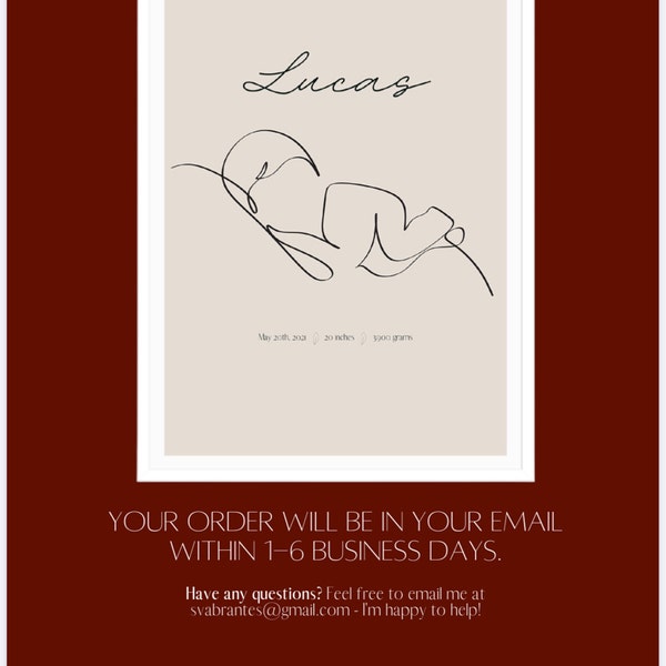 CUSTOMIZABLE Baby Birth Poster, Newborn Baby Poster Scale, Name Print ...