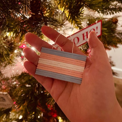 Trans Flag Ornament, Transgender Pride, Handmade Wood Ornament, Trans ...
