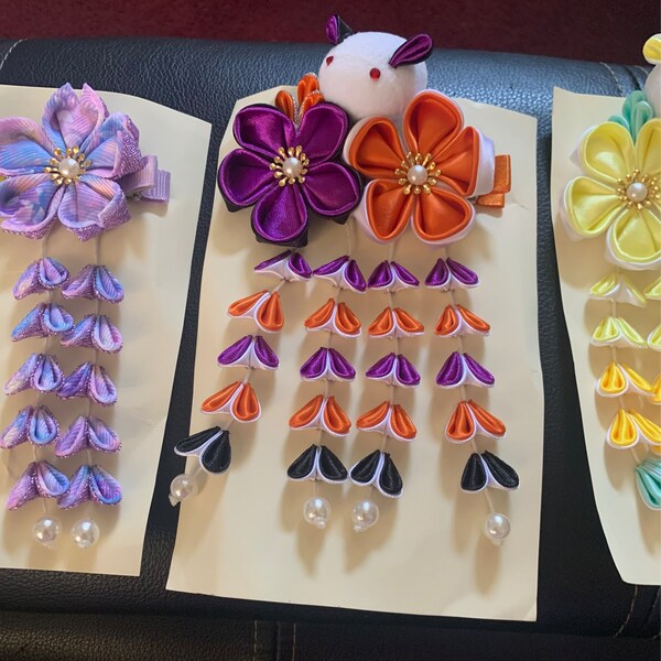 Kanzashi Cherry Blossom Sakura Flower Hair Clip Barrette With Tassels ...