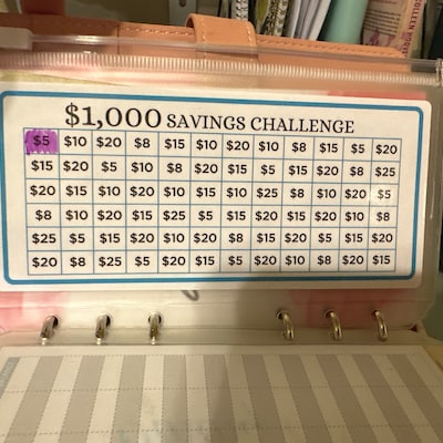Savings Challenge Envelope, Laminated Savings Tracker, Zipper Cash ...