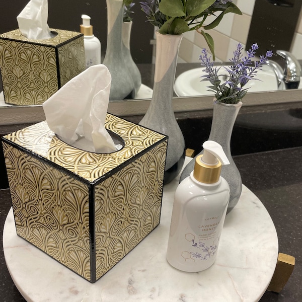 Lotus Art Deco Tissue Box Cover - Etsy
