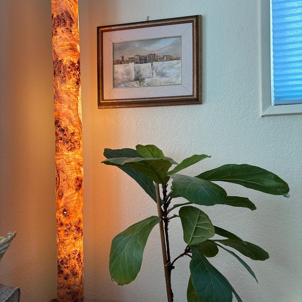 Slim Light Beam Floor Lamp Wood Lamp Veneer Lampshade Stehlampe Wood ...