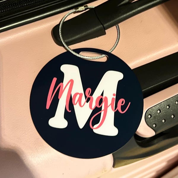 Monogram Initial Luggage Tag - Monogrammed Travel School Backpack Bag ...