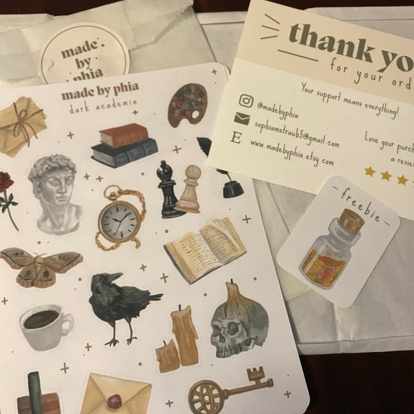 Dark Academia Sticker Sheet Bullet Journal Stickers, Planner Stickers ...