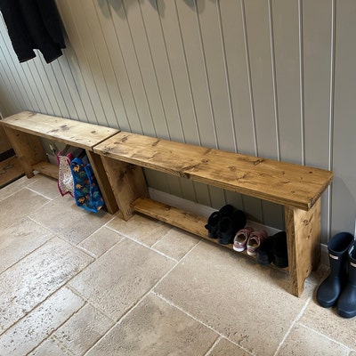 Rustic Reclaimed Wooden Bench / Hall Bench / Farmhouse Bench / Hand ...