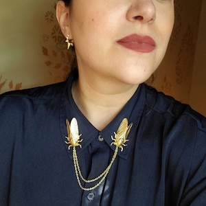 Handmade Large Brass Cicada Collar Pins // Spirit Animal Lapel Cardigan ...
